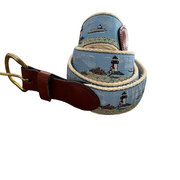 Other | Leather Man Ltd Top Grain Leather Belt Lighthouse Boat | Poshmark